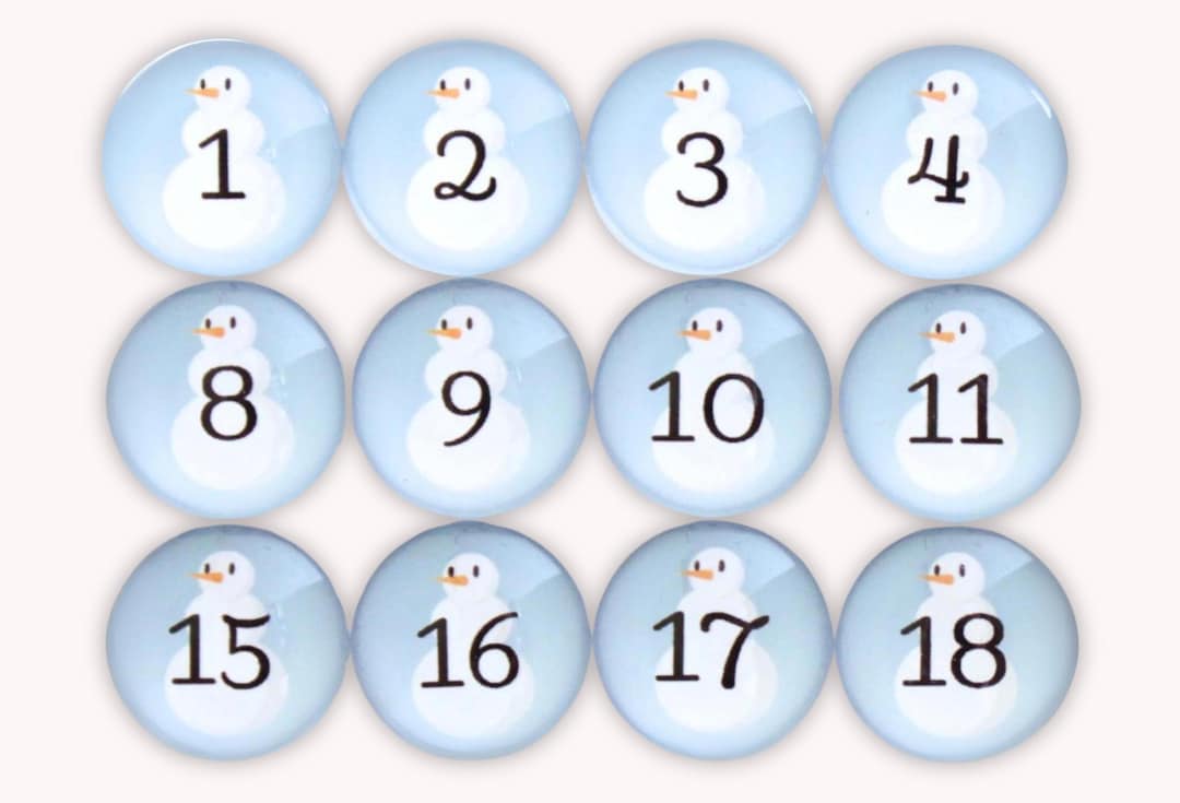 Set of 31 BIGGER Snowmen Number Magnets | Holiday Calendar Magnets ...