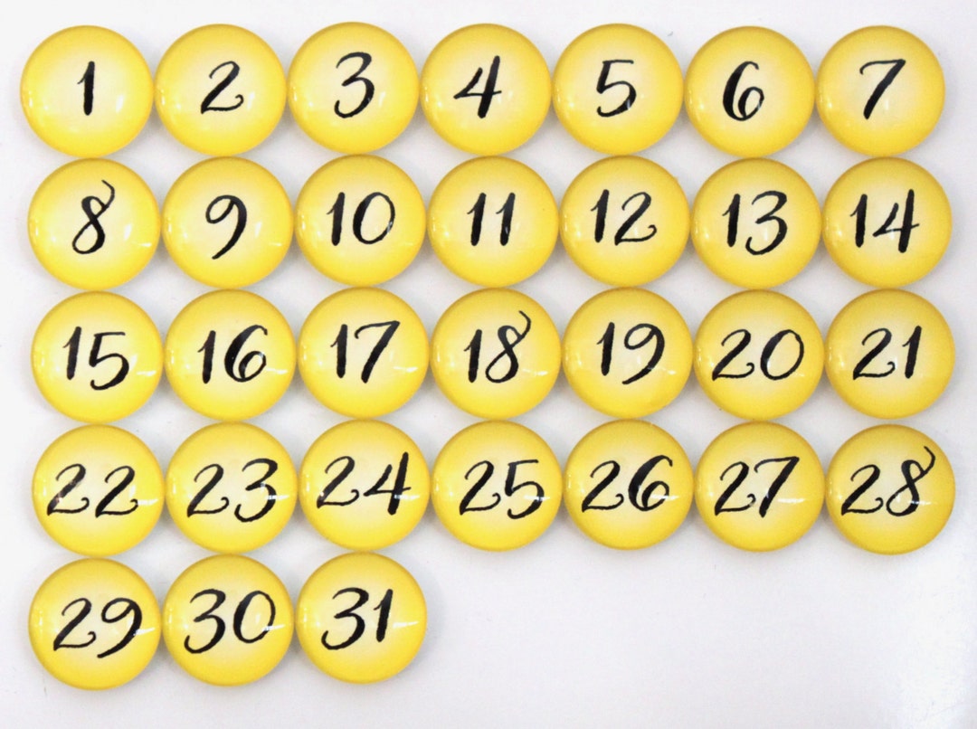 Number Magnets 31 Yellow Glass Magnets NEW - Etsy