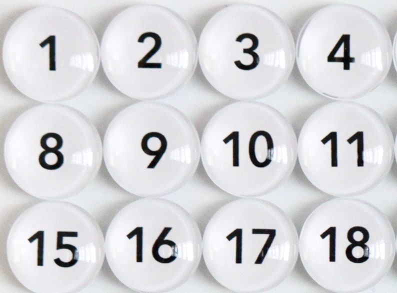 Glass Magnets BIGGER White Number Magnets - Etsy