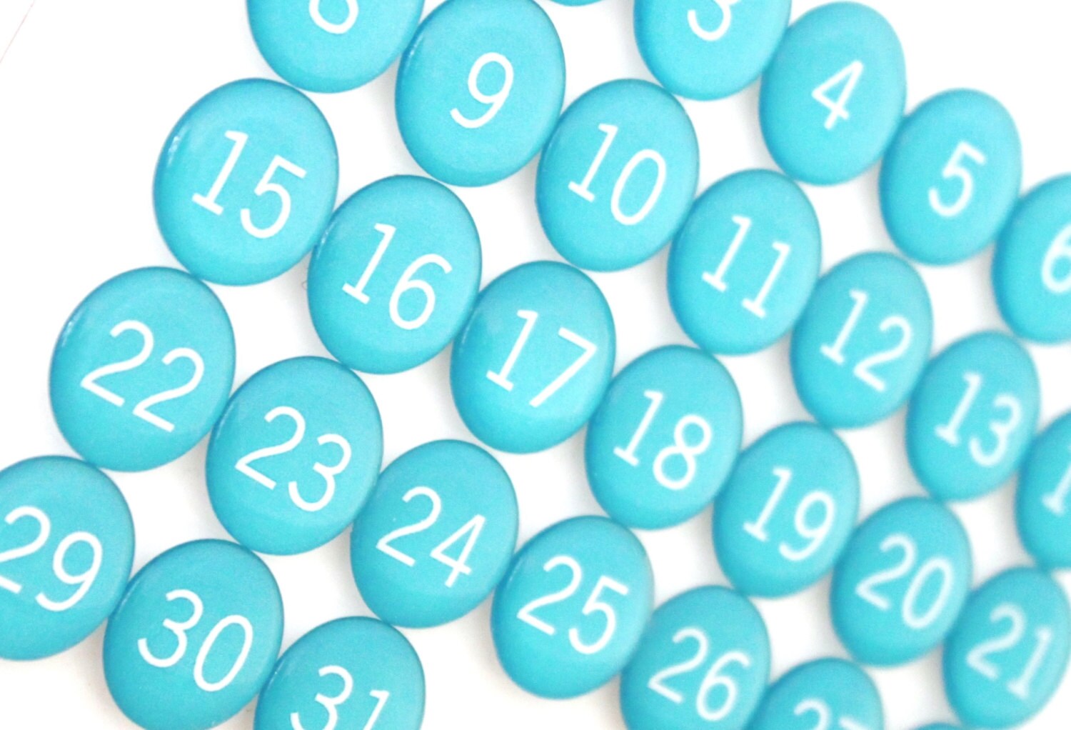 31 Aqua Blue Calendar Number Glass Magnets - Etsy