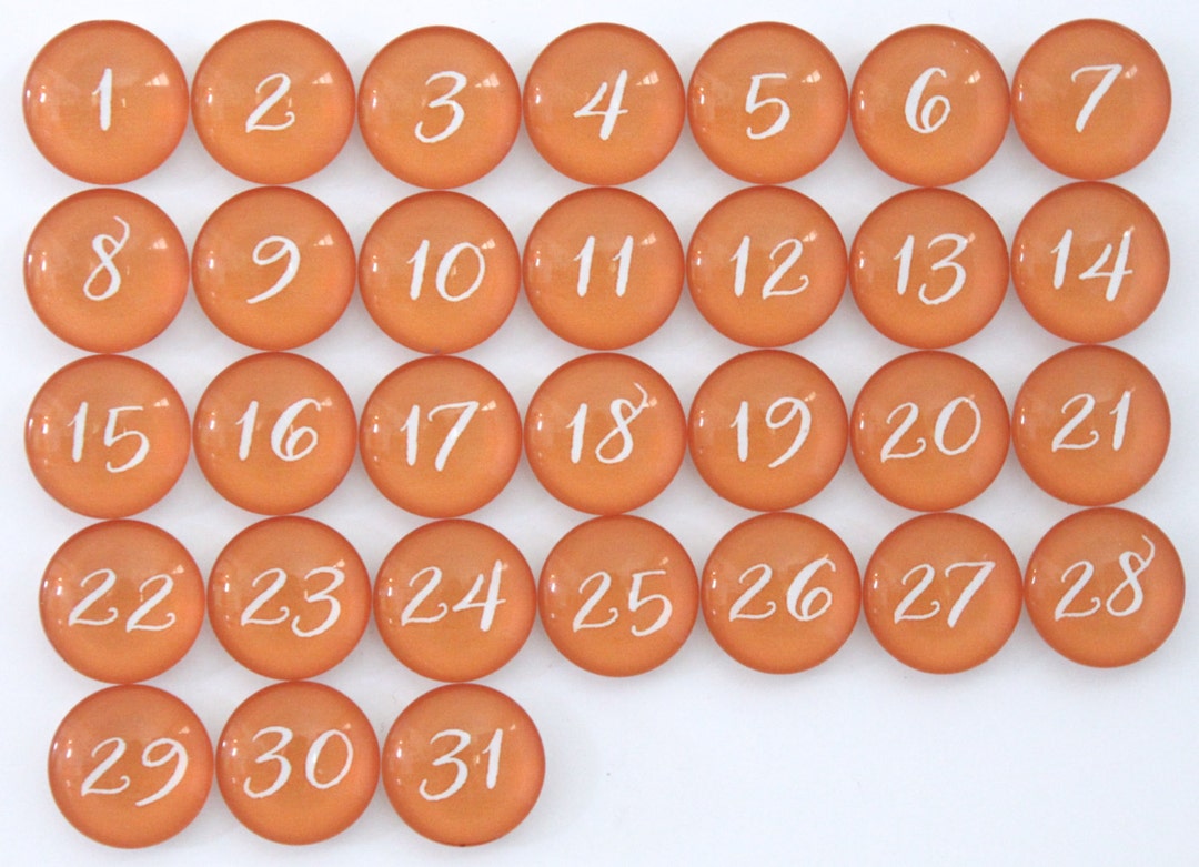 31 Orange Calendar Number Glass Magnets - Etsy