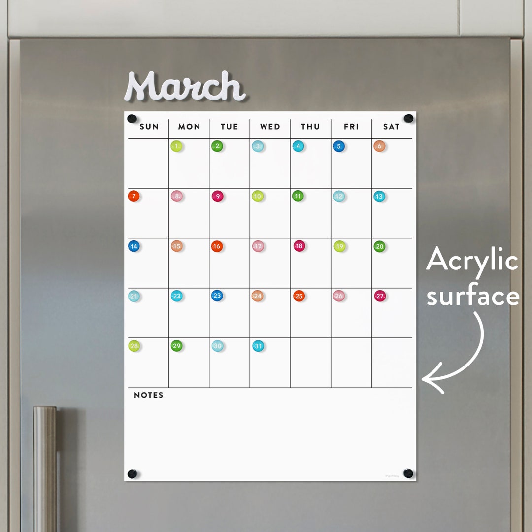 Acrylic Dry Erase Fridge Calendar | Magnetic Weekly Planner With ...