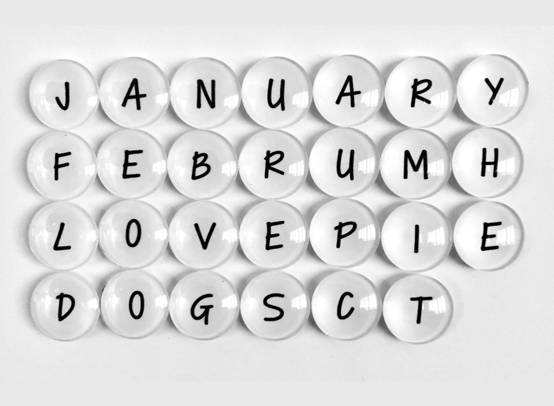 Full Month Glass Magnets | Customizable Background and Font | 27 Magnet ...