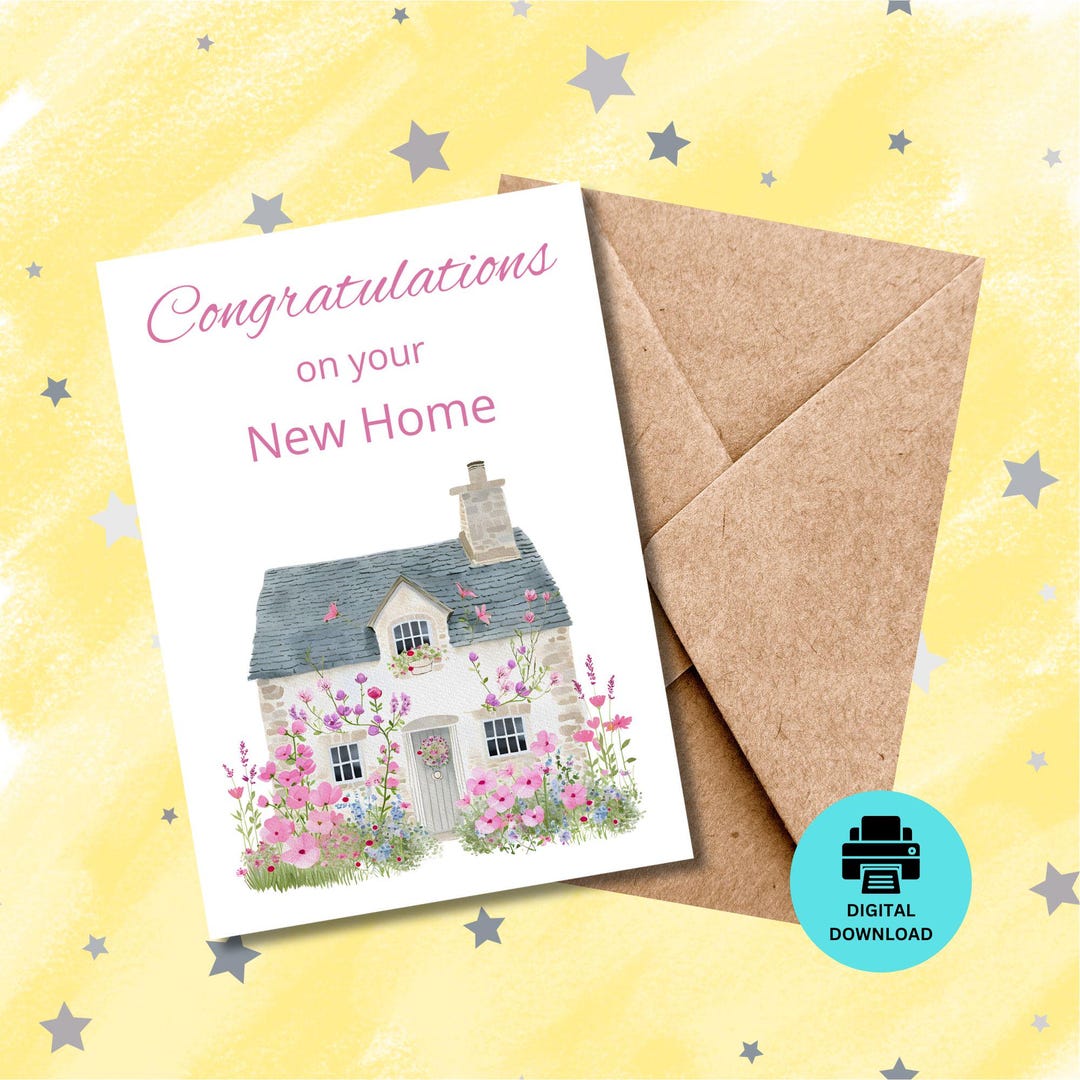 Printable New Home Card, Downloadable New House Greetings Card, Digital ...