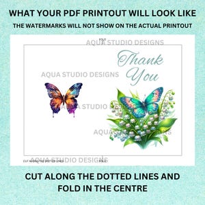 Printable Butterfly Thank You Card, Downloadable Nature Lover Greetings ...