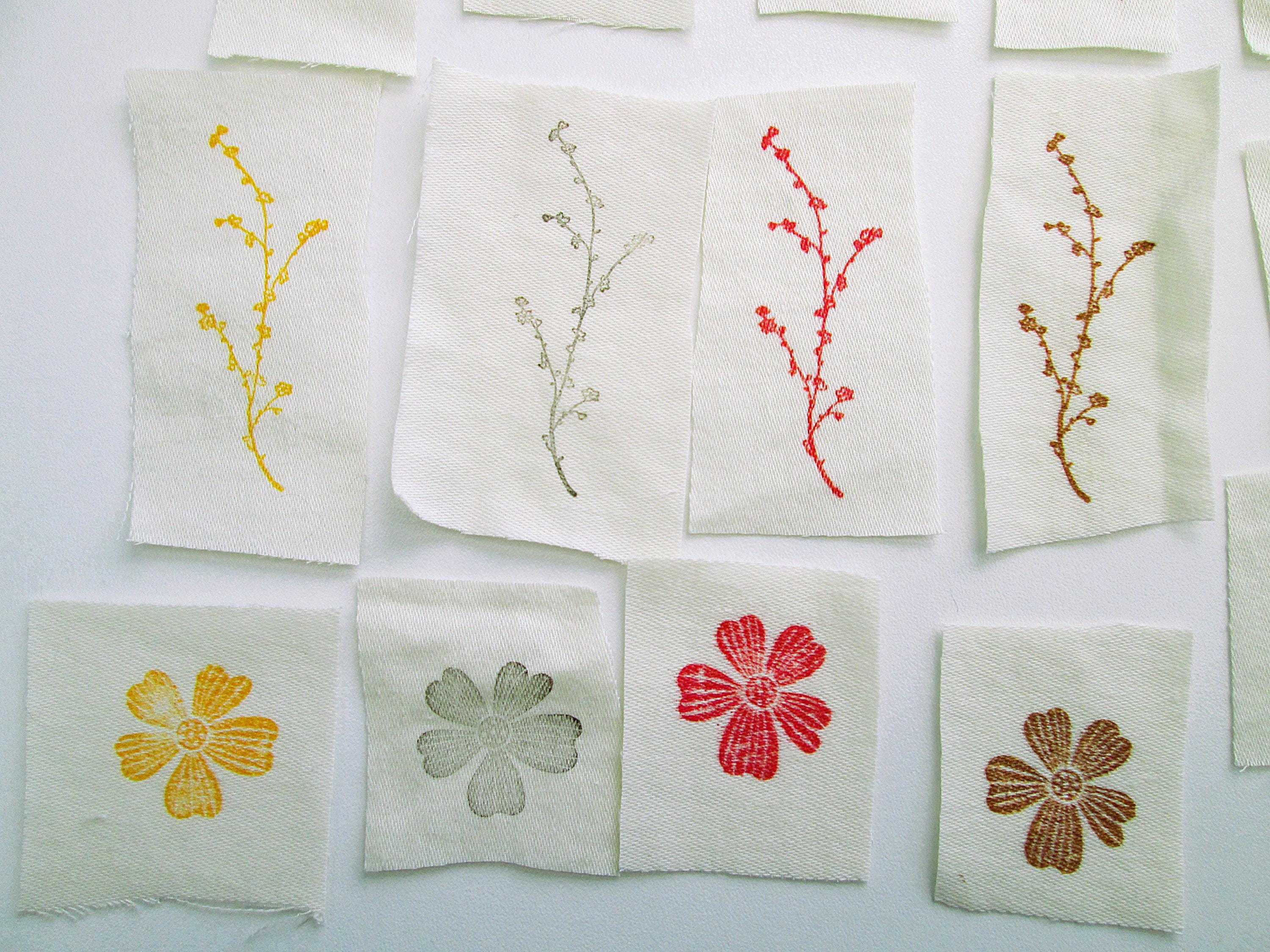 Hand Stamped Bees, Ladybirds and Flower Snippets for Slow Stitching ...