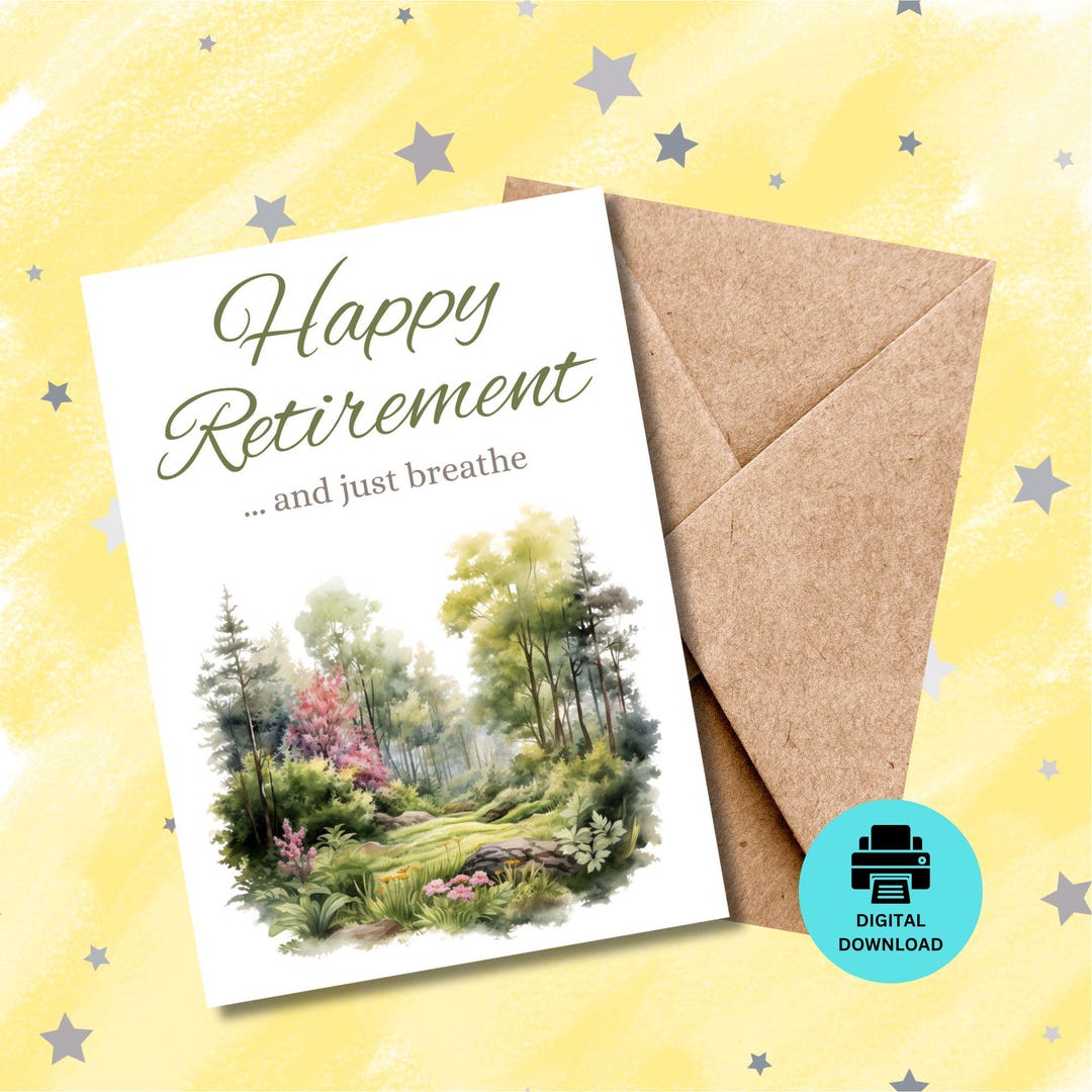Printable Happy Retirement Card, Digital Download Landscape Scene ...