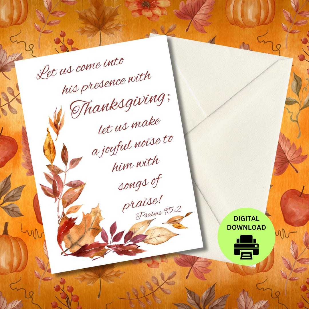 Printable Bible Verse Thanksgiving Card, Downloadable Religious Autumn ...
