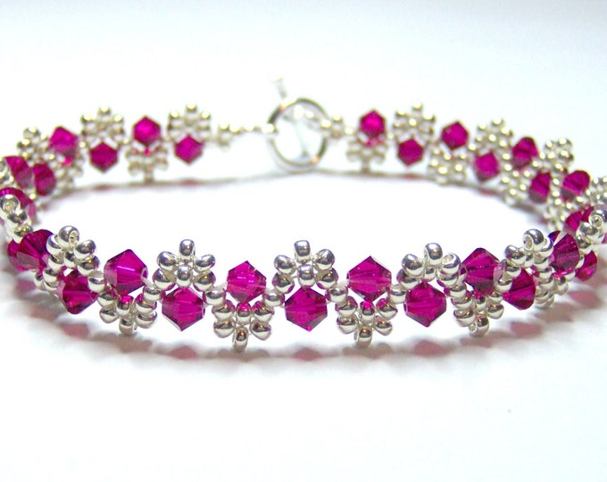 Ruby and Silver Crystal Swarovski Bracelet Ruby Bracelet - Etsy