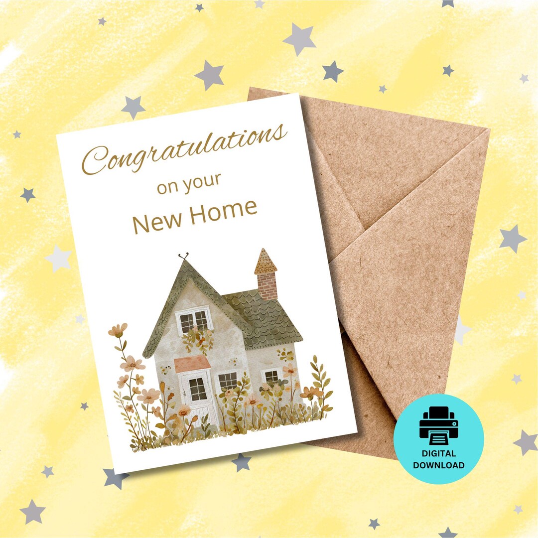 Printable New Home Card, Downloadable New House Greetings Card, Digital ...