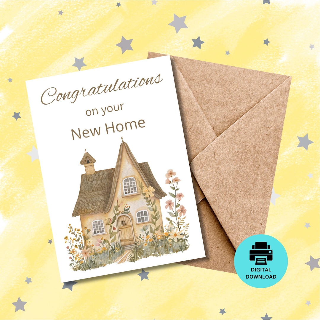 Printable New Home Card, Downloadable New House Greetings Card, Digital ...