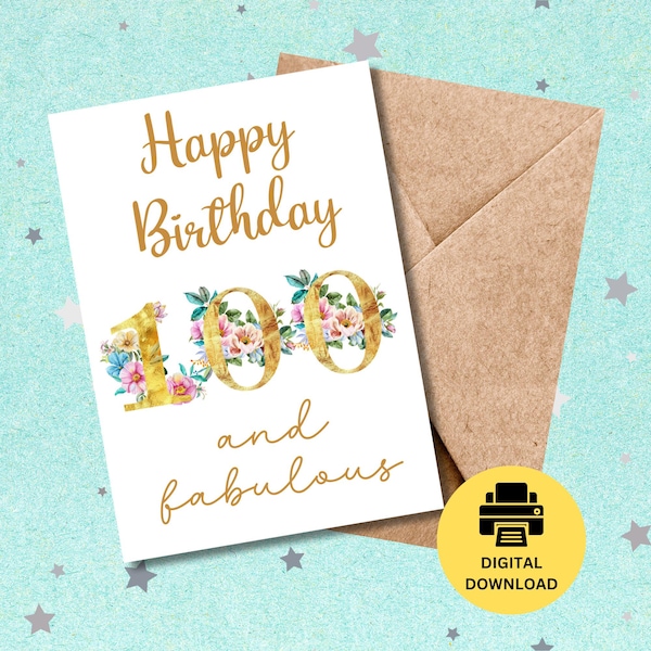 100th Birthday Card - Etsy