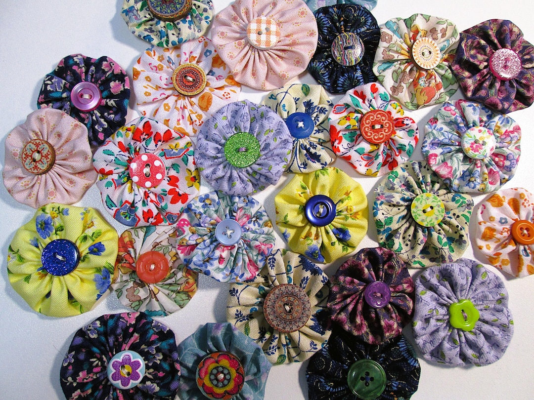 Hand Sewn Suffolk Puffs With Buttons, Yoyos for Slow Stitching ...