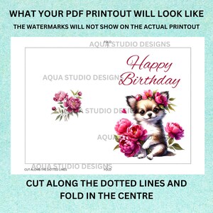 Printable Chihuahua Dog Birthday Card, Downloadable Dog Lover Card ...