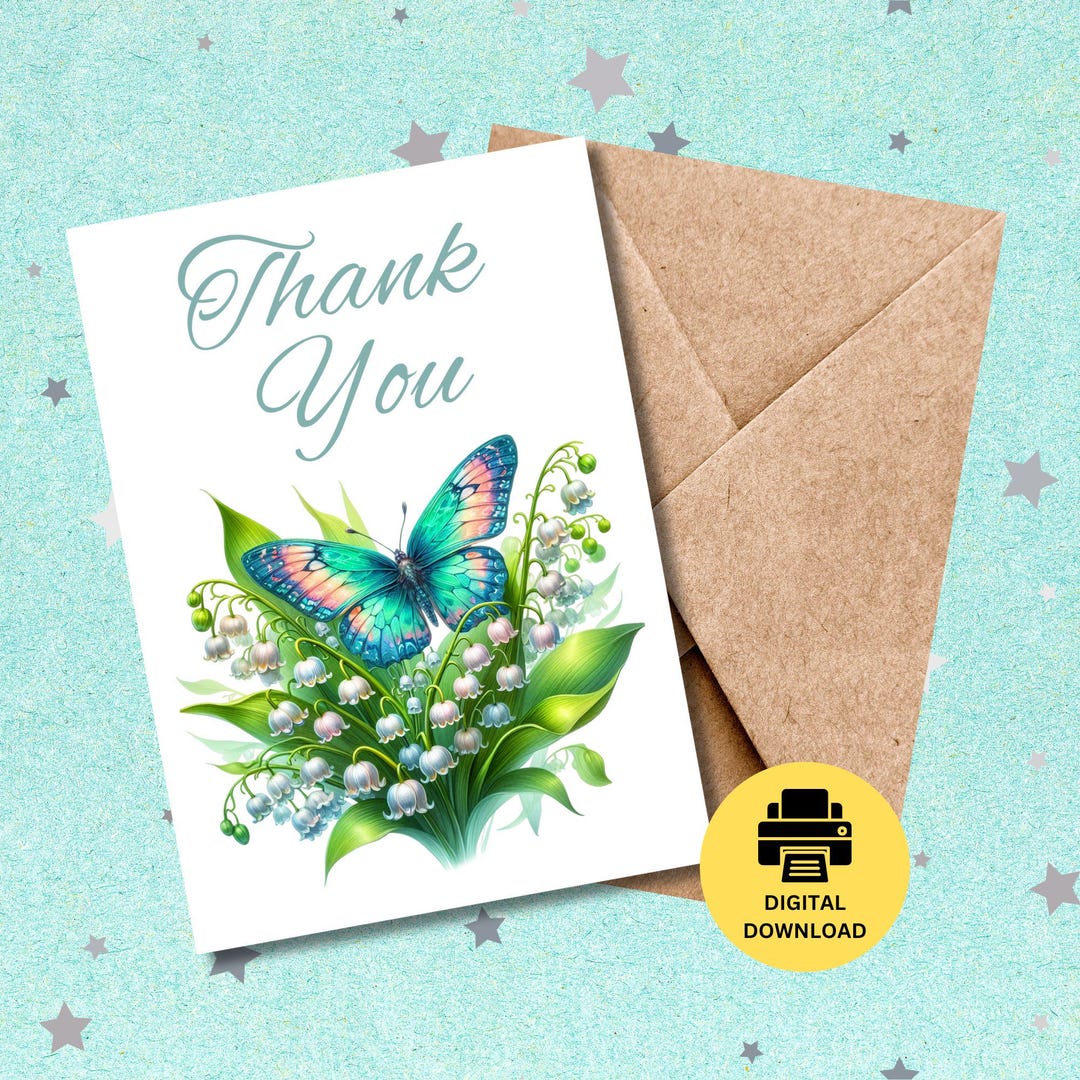 Printable Butterfly Thank You Card, Downloadable Nature Lover Greetings ...