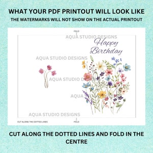 Printable Wildflower Birthday Card, Downloadable Floral Greetings Card ...