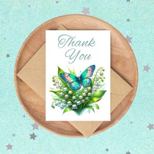 Printable Butterfly Thank You Card, Downloadable Nature Lover Greetings ...