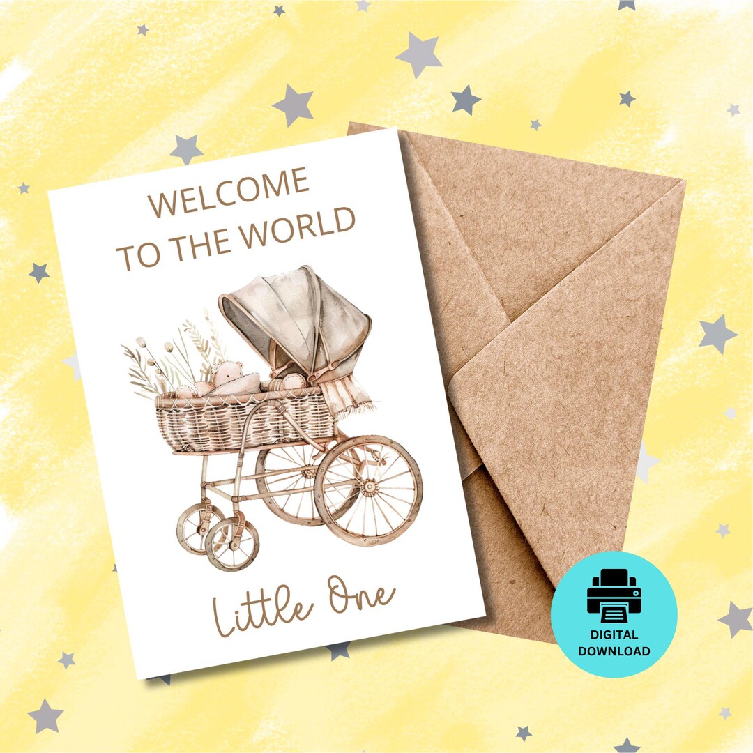 Printable New Baby Card, Digital Download New Baby Congratulations Card ...