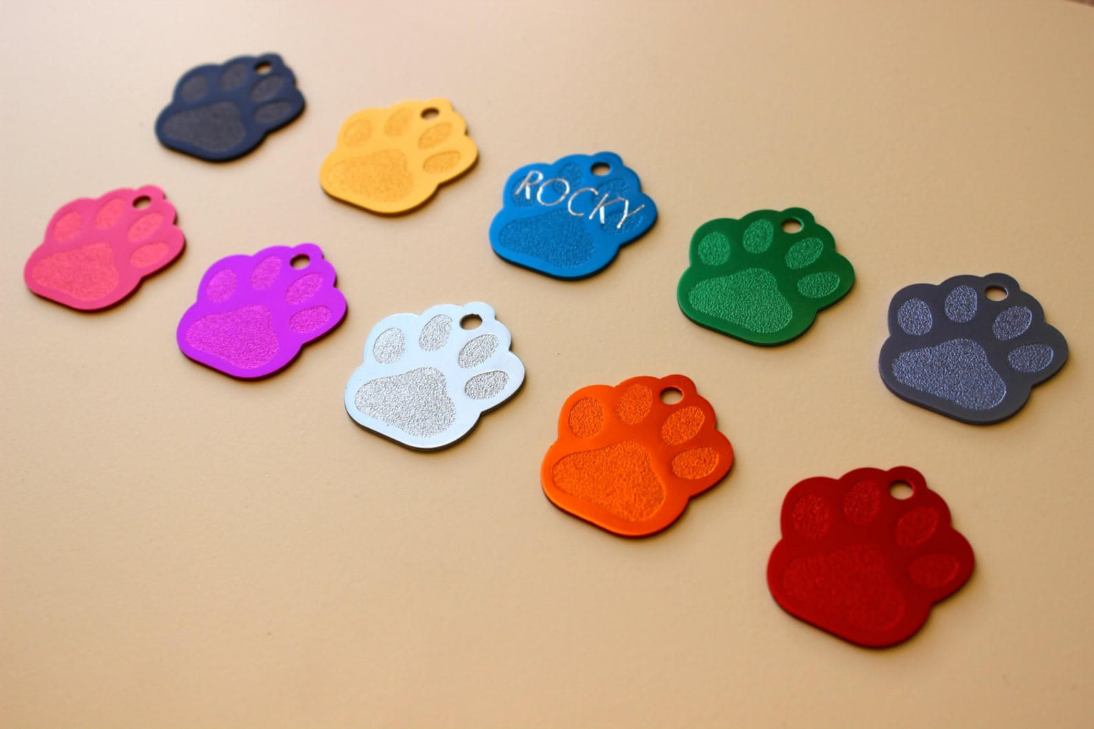 Pet Tags PAW Tags Diamond Deep Engraved Pet ID Tags Double Sided Tags ...