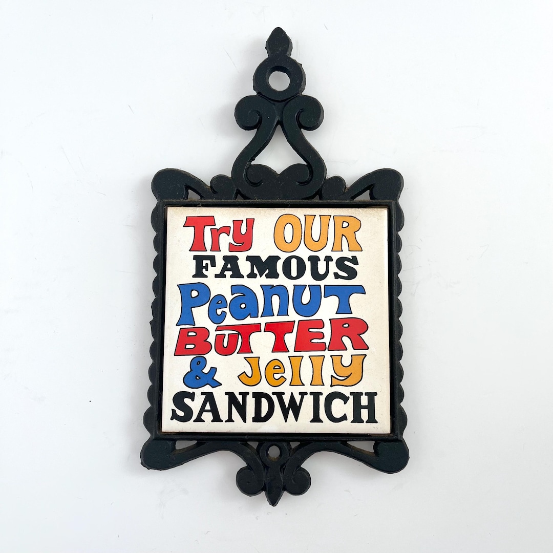 PBJ FUNNY TRIVET, Cast Iron Ceramic Tile, Peanut Butter & Jelly ...