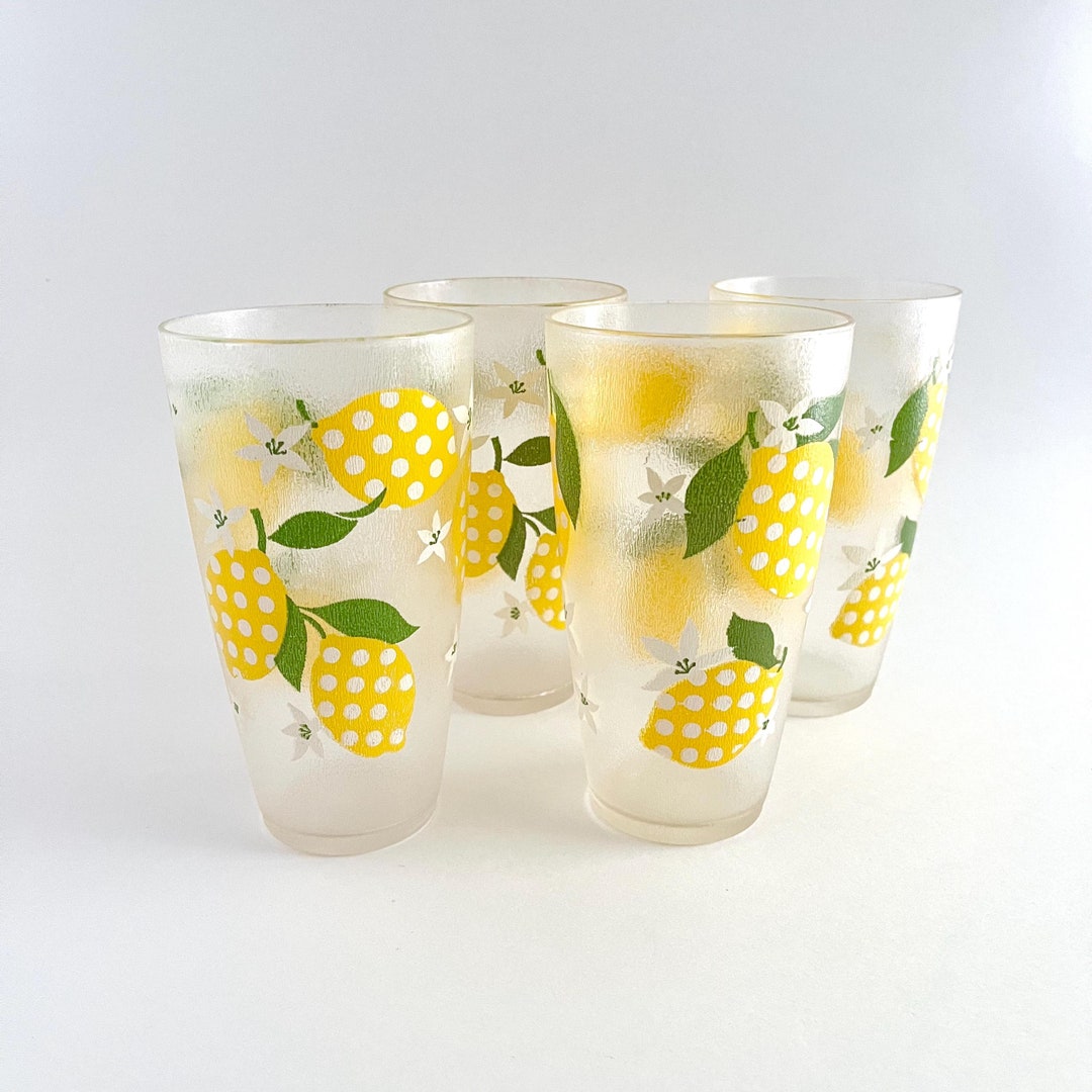 LEMON POLKADOT CUPS, 1970s Plastic Tumblers,poolside Drinkware ...