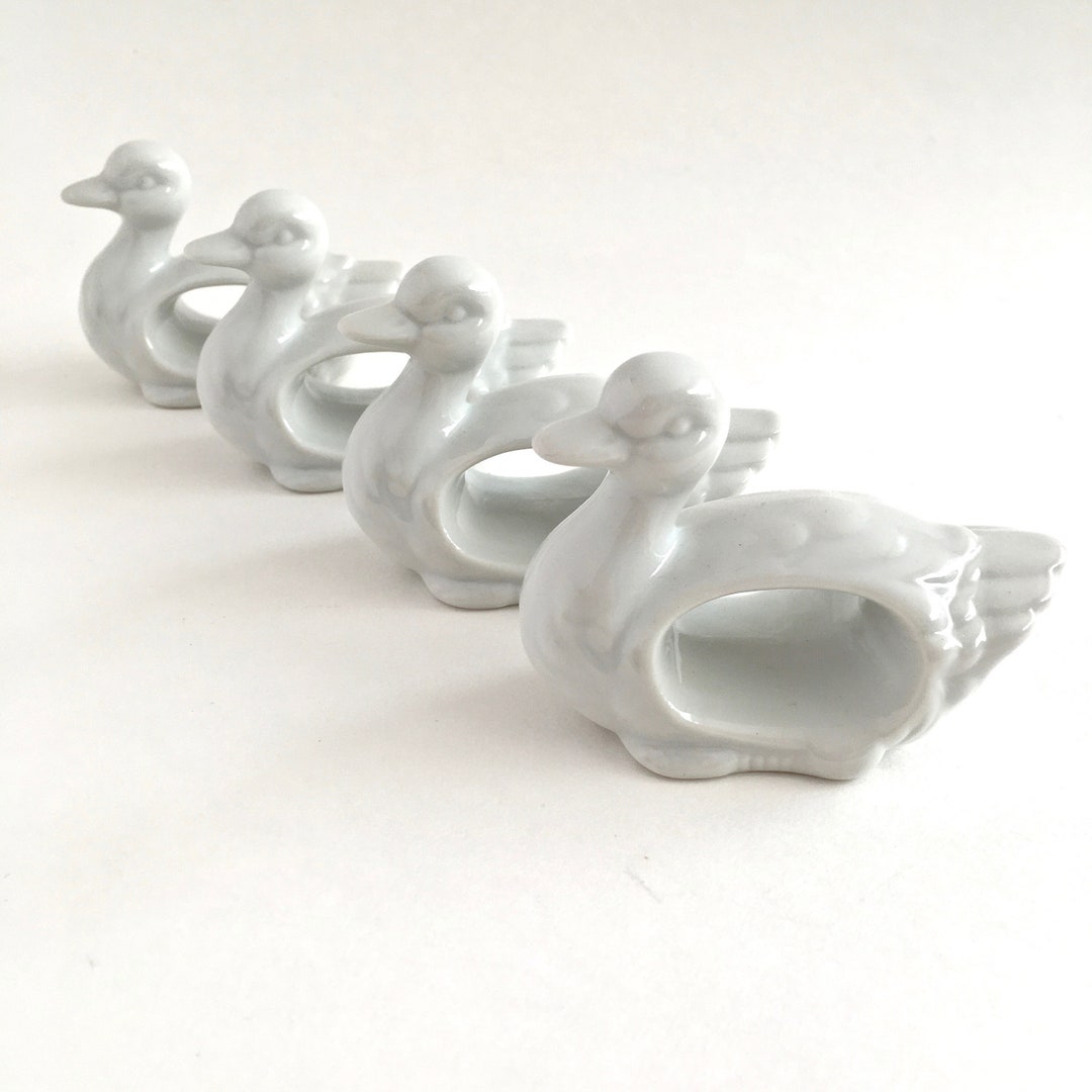 DUCK NAPKIN RINGS Porcelain Vintage Thanksgiving Table Set - Etsy