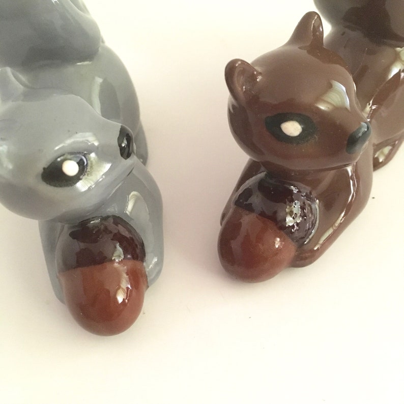 SQUIRRELS Ceramic Squirrel Pair Brown Grey Squirrel FIGURES - Etsy