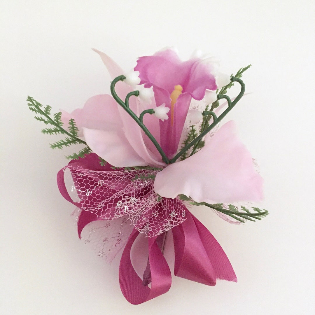 PLASTIC PROM CORSAGE Purple Orchid Vintage Faux Flowers - Etsy