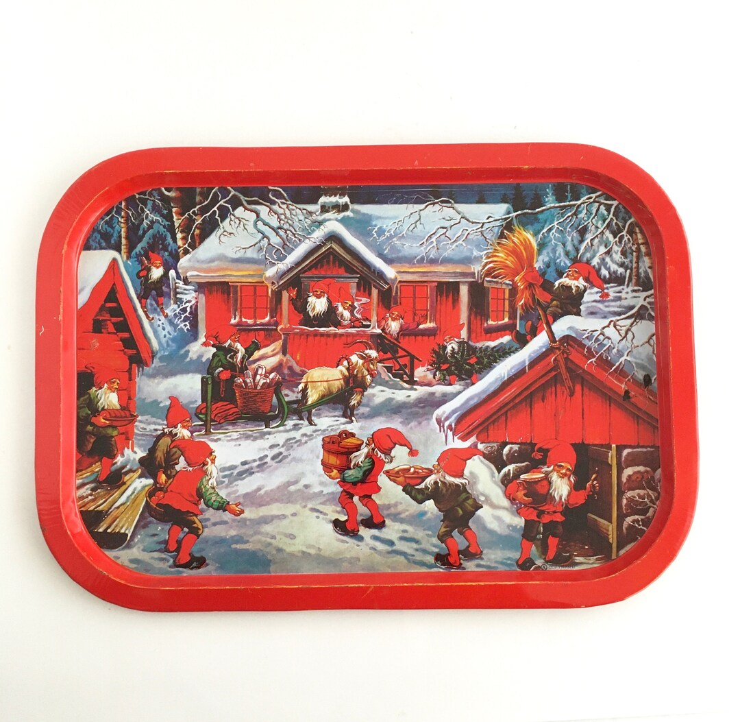 CHRISTMAS ELVES TRAY Metal Elf Serving Tray Retro Christmas - Etsy