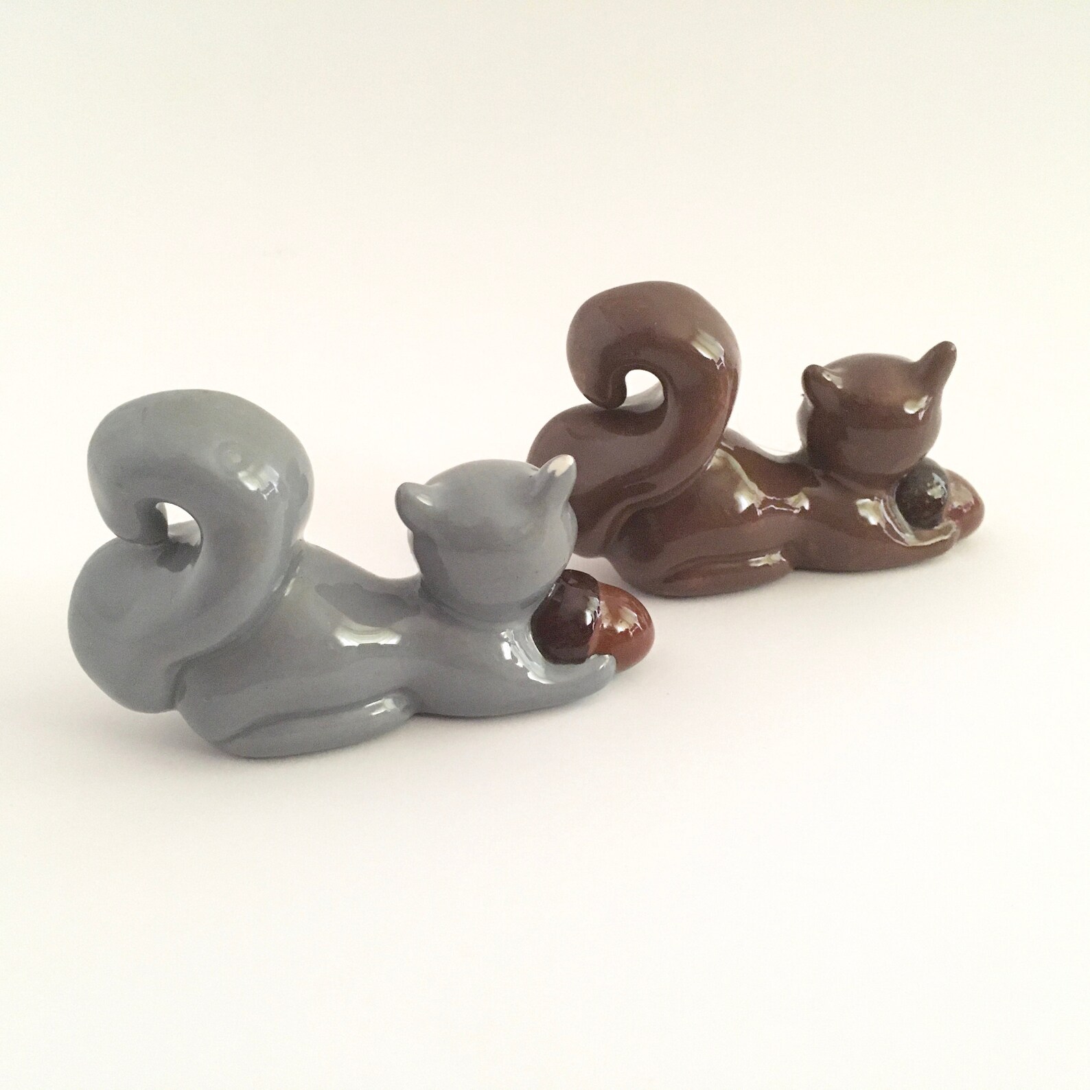 SQUIRRELS Ceramic Squirrel Pair Brown Grey Squirrel FIGURES - Etsy