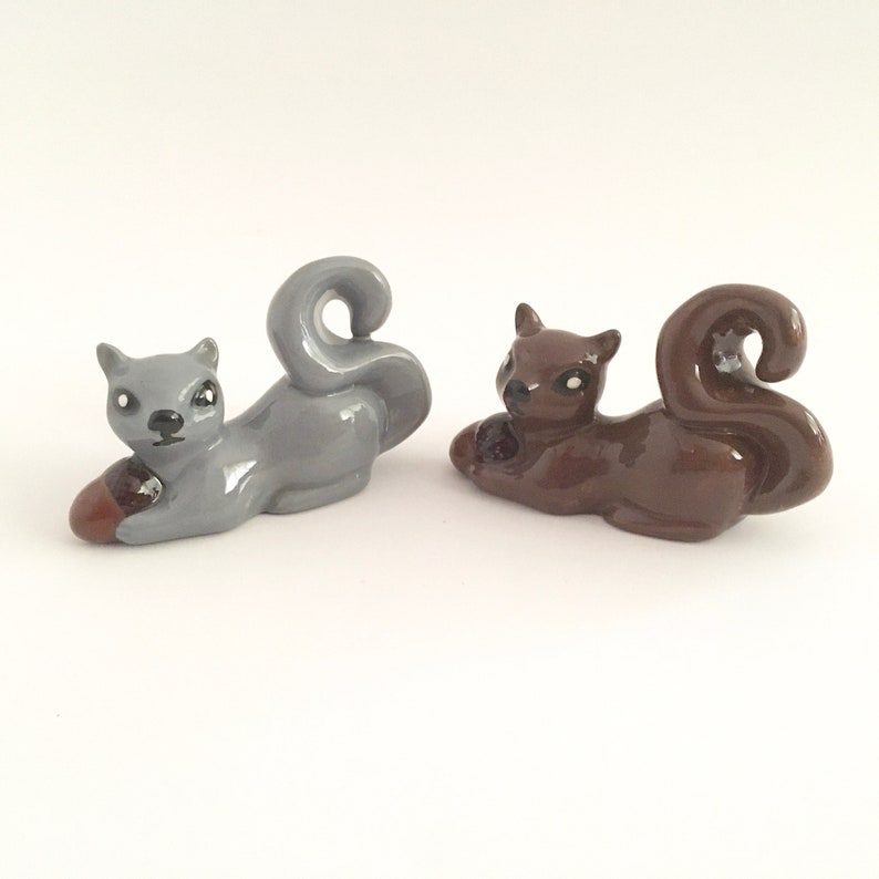 SQUIRRELS Ceramic Squirrel Pair Brown Grey Squirrel FIGURES - Etsy