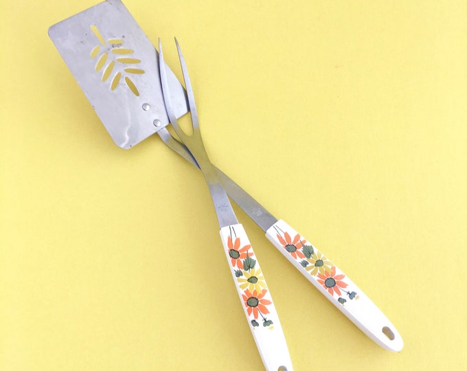60s DAISY UTENSILS Vintage ECKO Kitchen Tools Orange Floral - Etsy