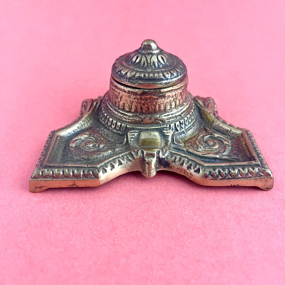 SOLID BRASS Inkwell,reproduction Victorian, Old Fashioned Letter ...