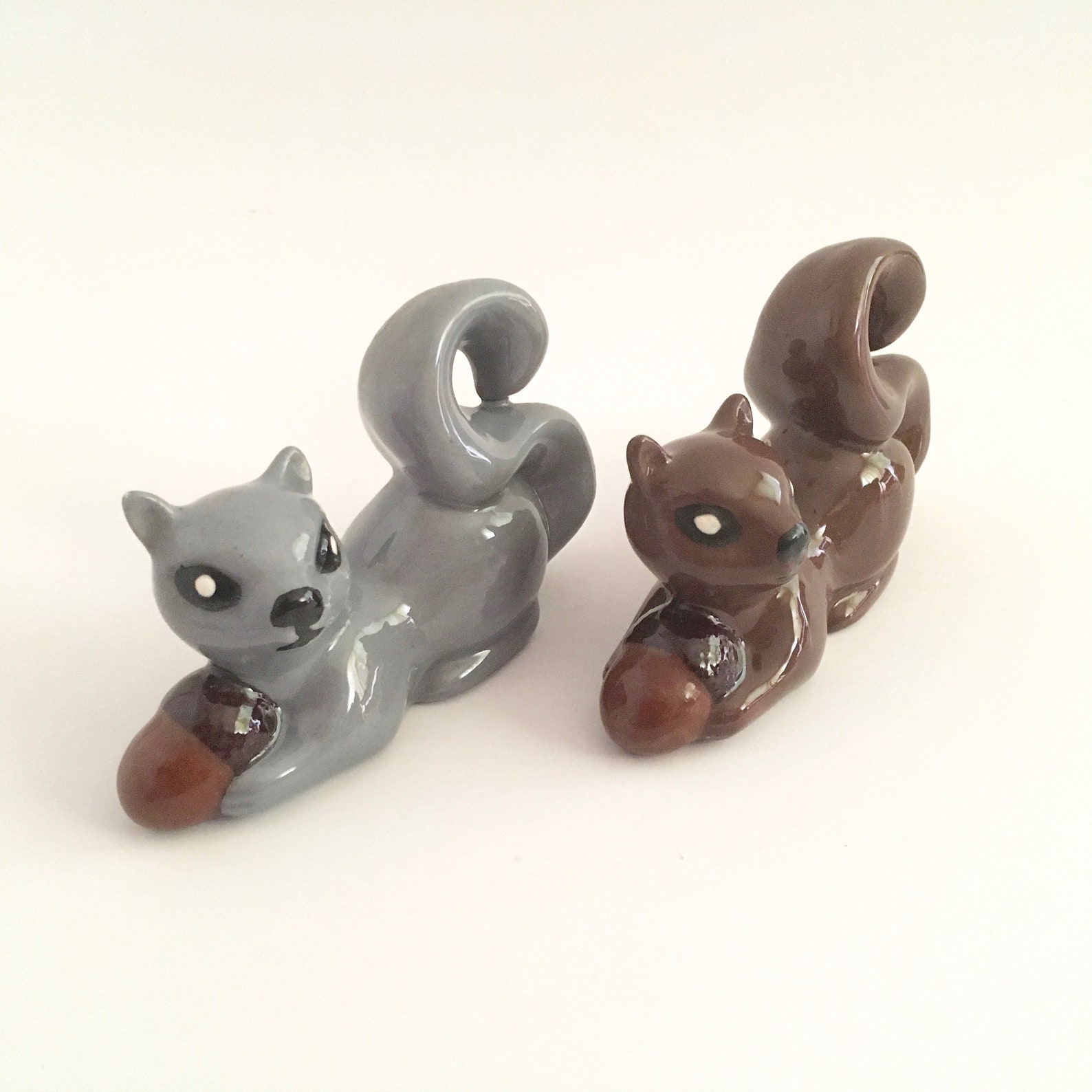 SQUIRRELS Ceramic Squirrel Pair Brown Grey Squirrel FIGURES - Etsy