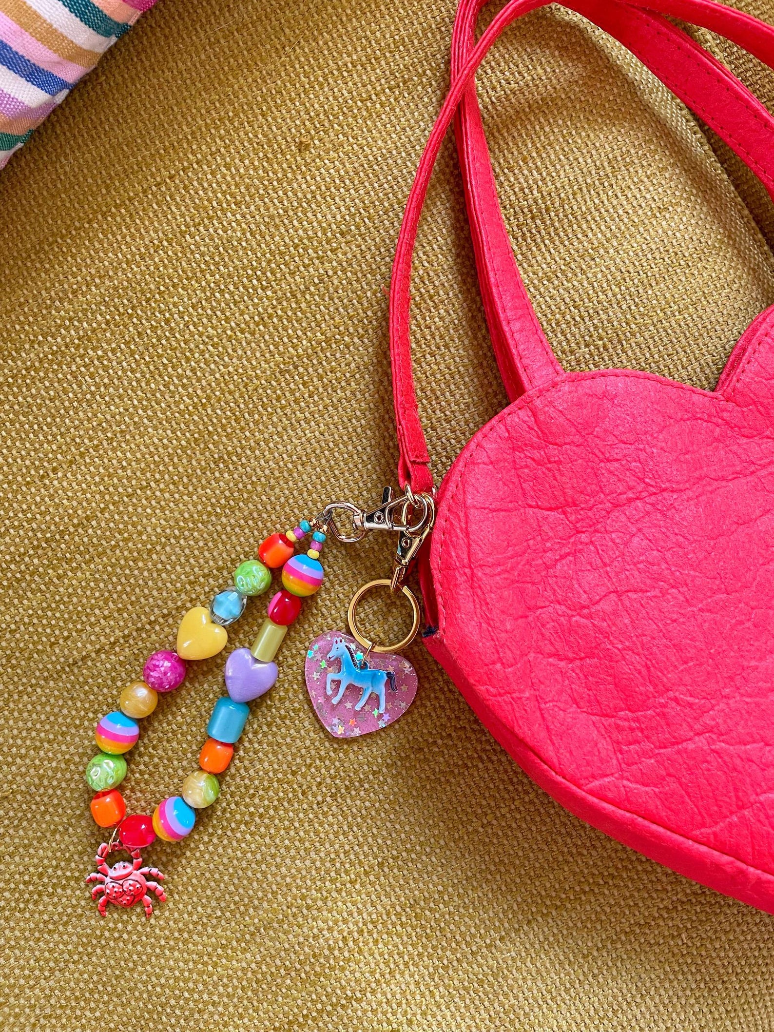 Kawaii Animal Keychain: Confetti Glitter Heart Purse Charm - Etsy