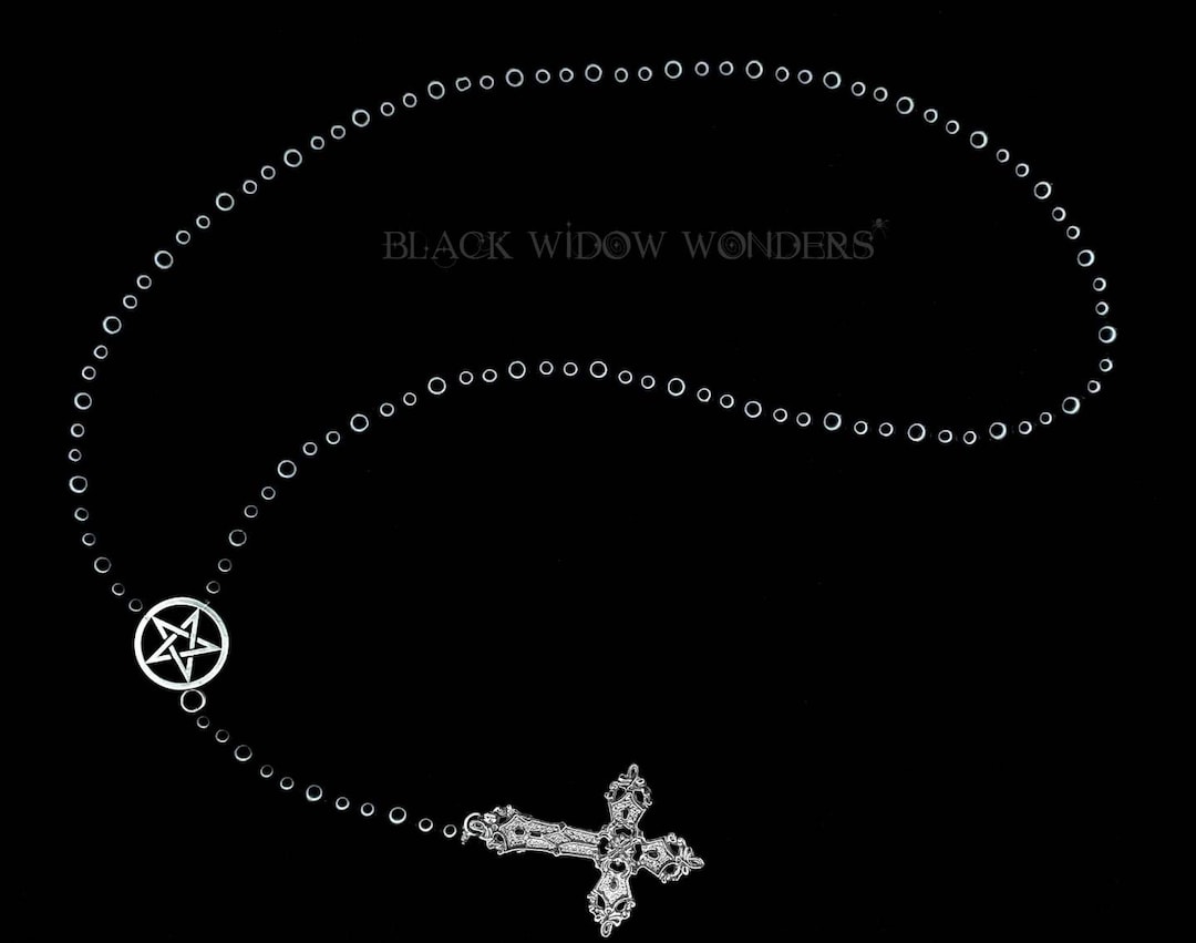 Black Mass Inverted Cross Rosary - Etsy