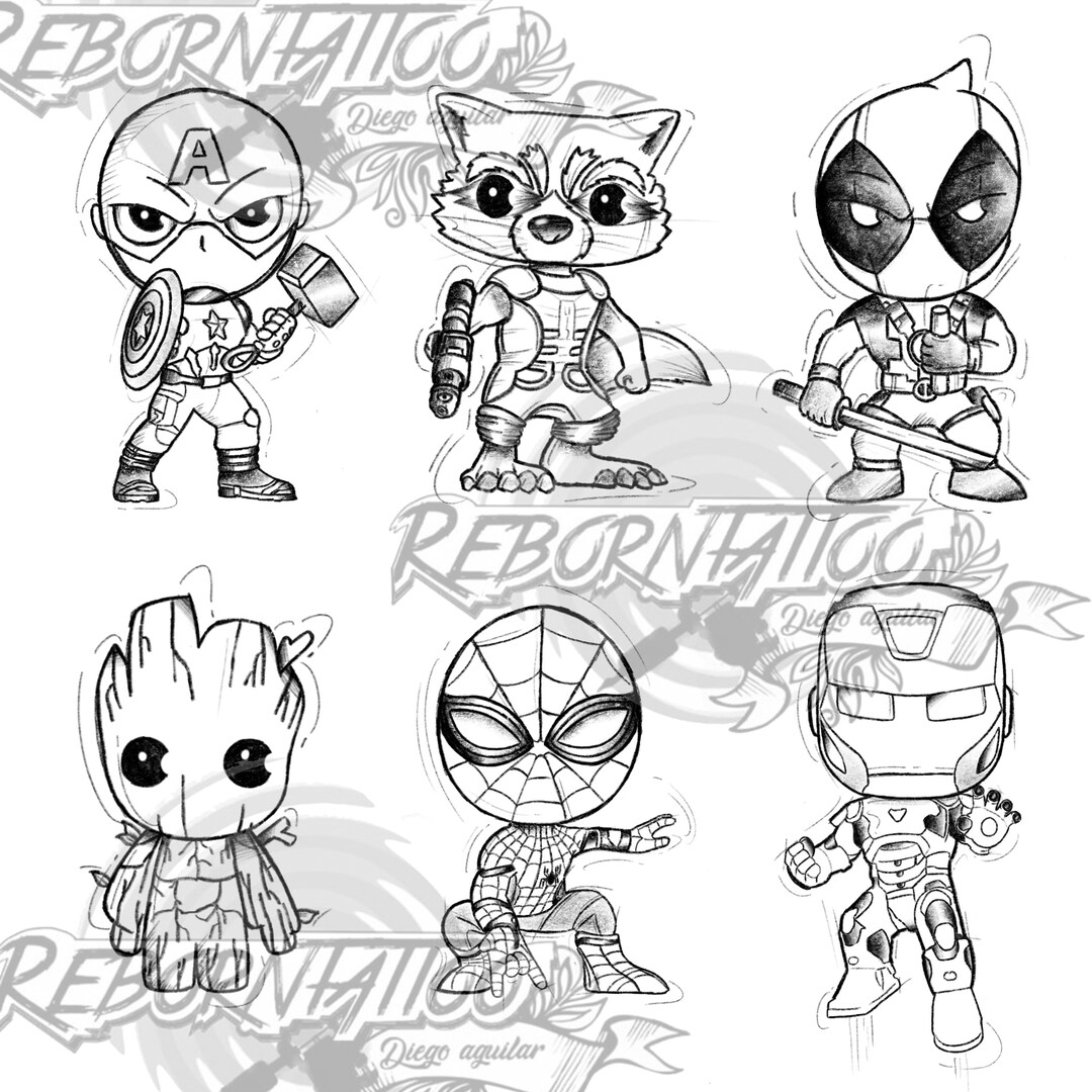 Marvel Poster Digital Download, Pencil Drawing Art Print, Avengers ...