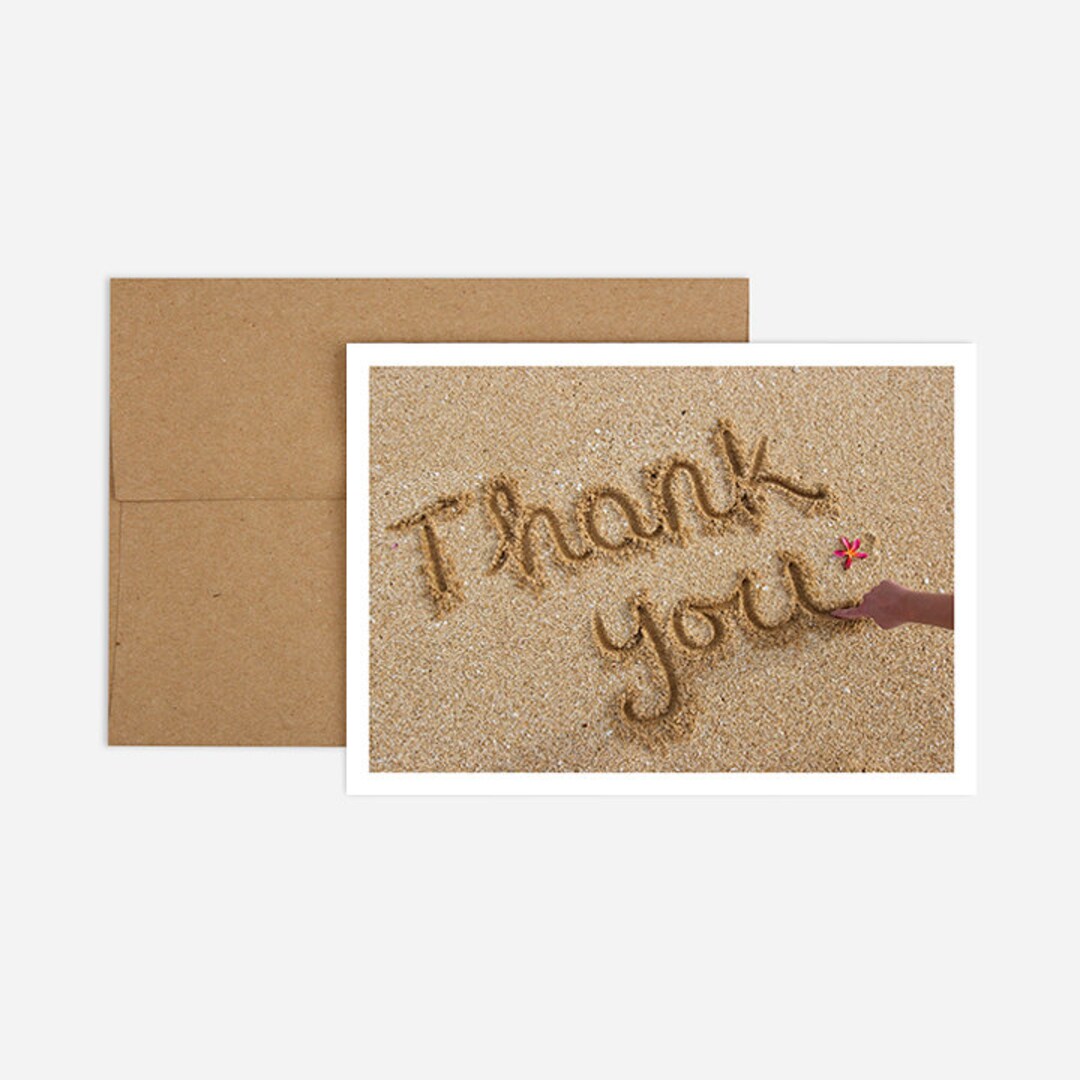 Written in the Sand Thank You Greeting Card / Tropical - Sand Thank You ...