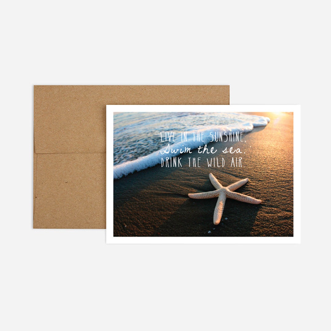Starfish Birthday Greeting Card | Recycled Paper, Kraft Envelope - Etsy