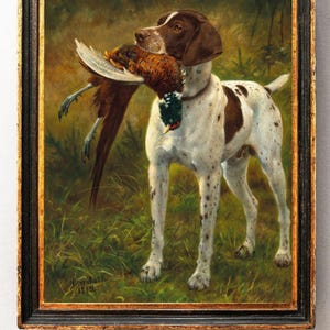 Hunting Dog With Pheasant Sporting Hound Wildlife Art Print Rustic ...