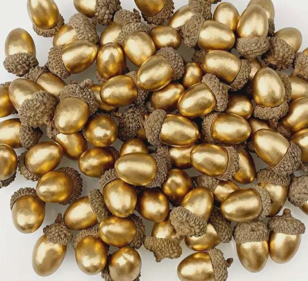 Gold Artificial Acorns Bundle Faux Metallic Decor for Crafts Wreath ...