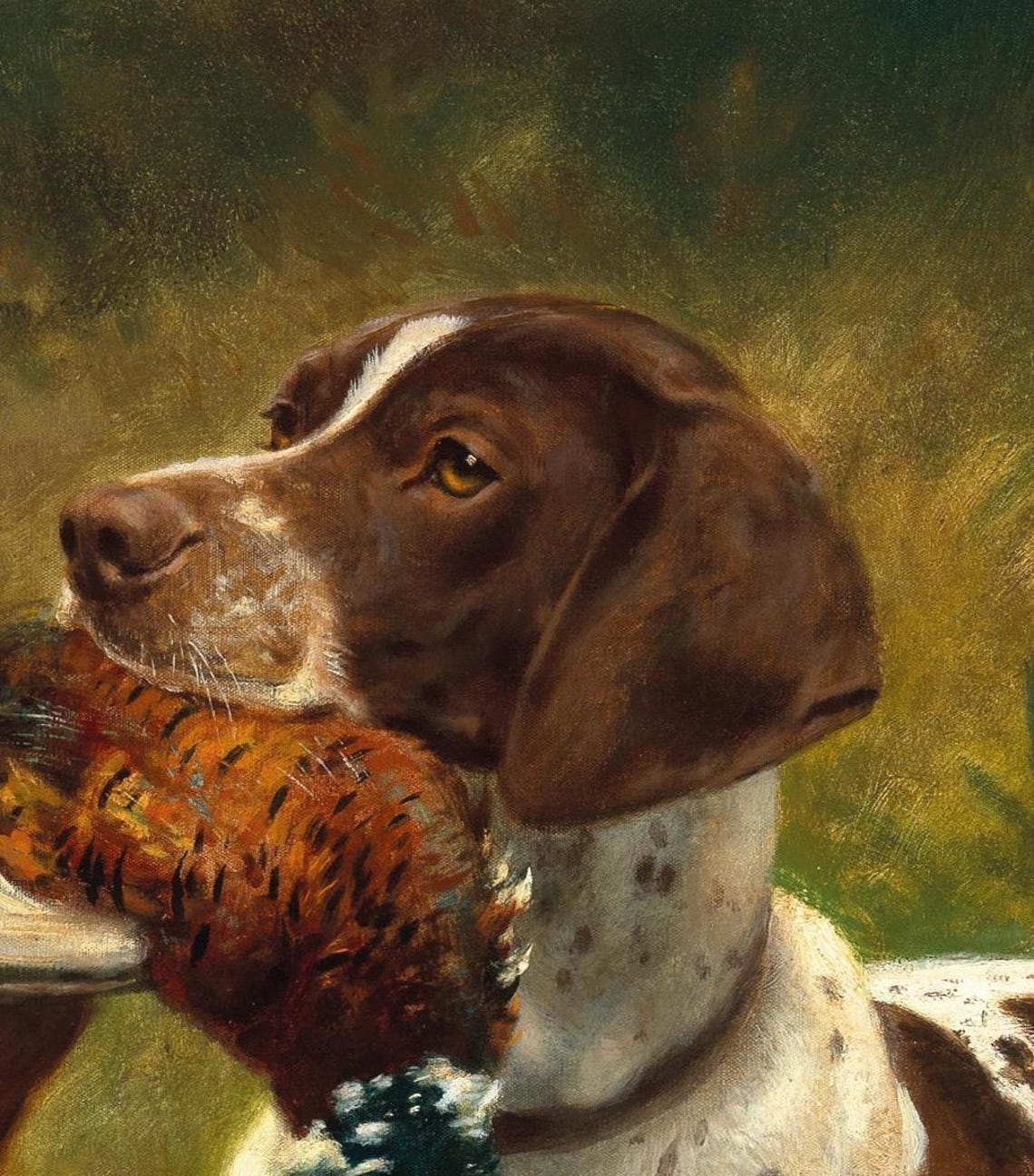 Hunting Dog With Pheasant Sporting Hound Wildlife Art Print Rustic ...