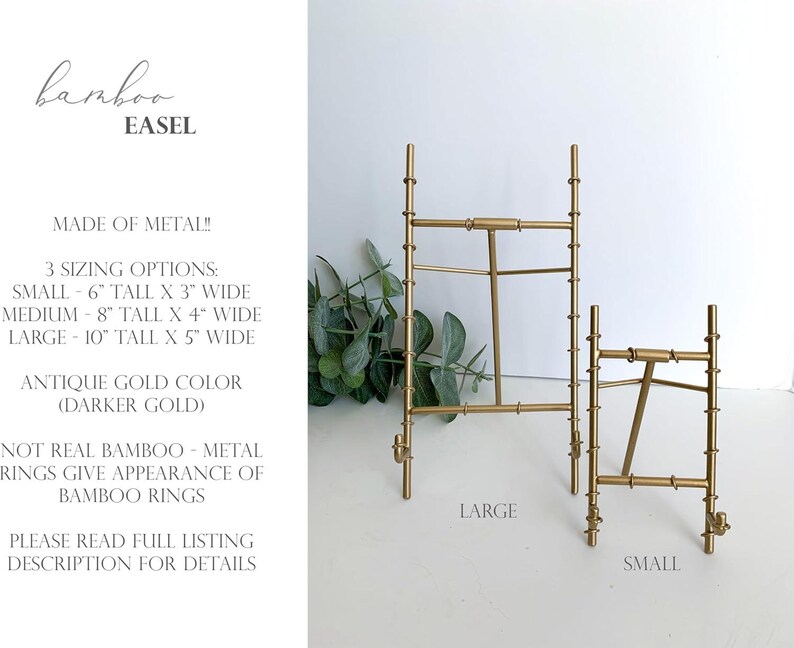Bamboo-style Metal Easel Antique Gold Tabletop Display Stand for ...