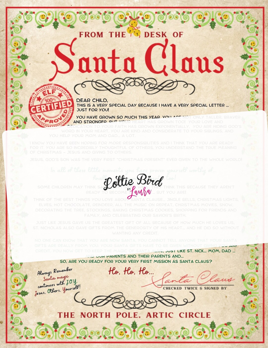 Becoming Santa Letter for Kids + Secret Santa Mission -editable ...