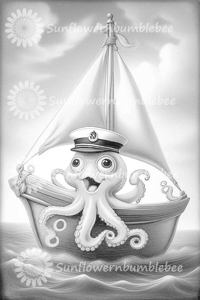 Ollie the Octopus - 46 Digital Images to Download and Color - Etsy