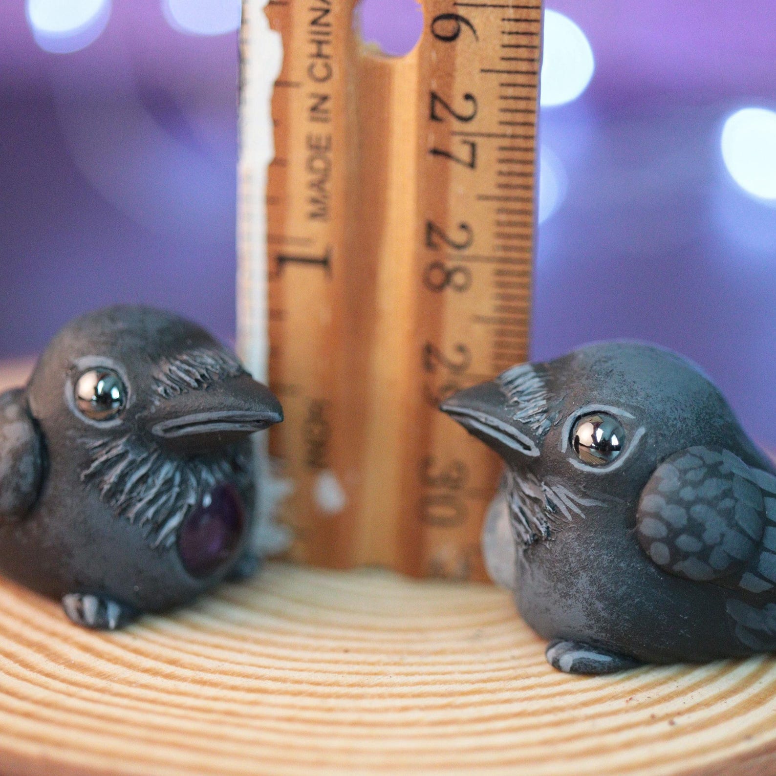 Preorder Gemstone Crow Figurine, Handmade Crow Miniature, Hand Sculpted ...