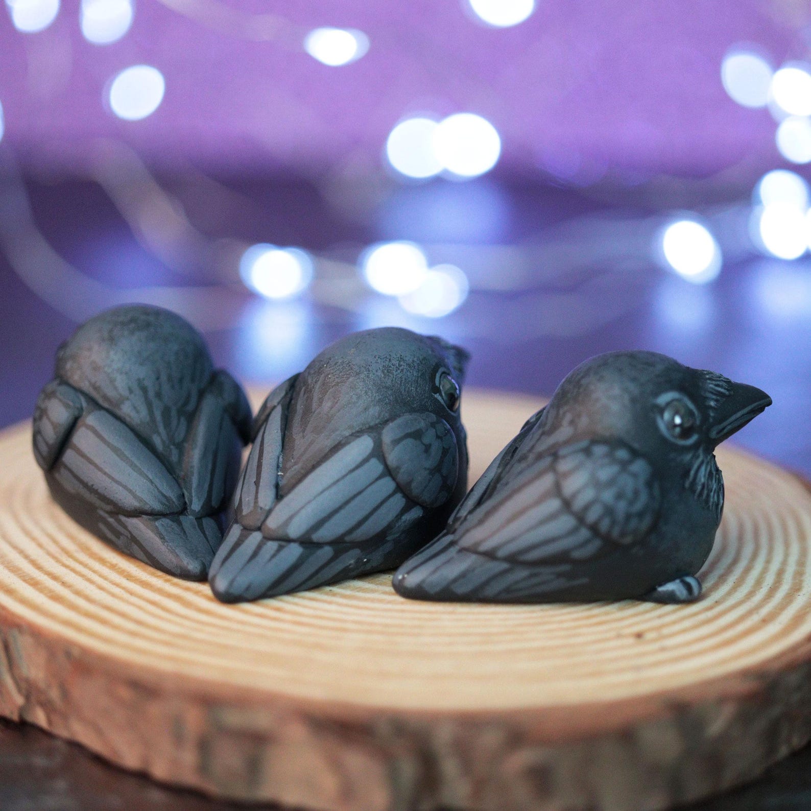 Preorder Gemstone Crow Figurine, Handmade Crow Miniature, Hand Sculpted ...