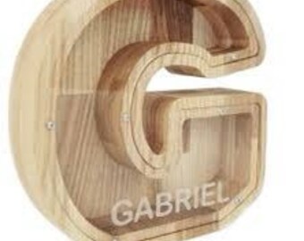 Wooden Letter Money Box - Etsy UK