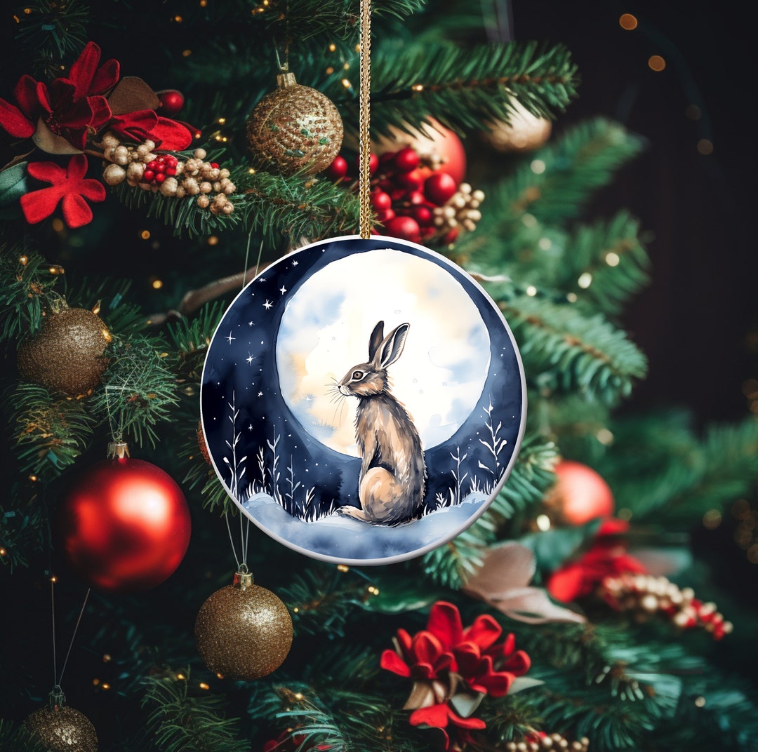 Wild Rabbit / Hare Christmas Tree Bauble / Ornament 4 Designs - Etsy UK