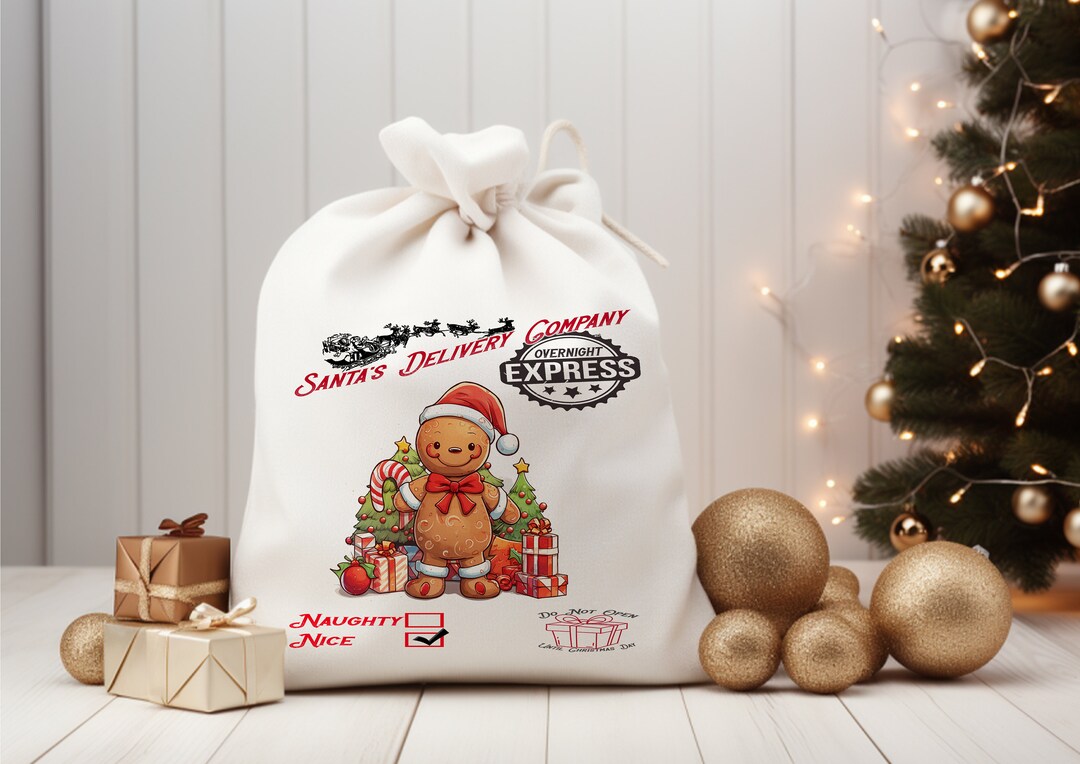 Personalised Gingerbread Man Christmas Eve Present Sack 2 - Etsy